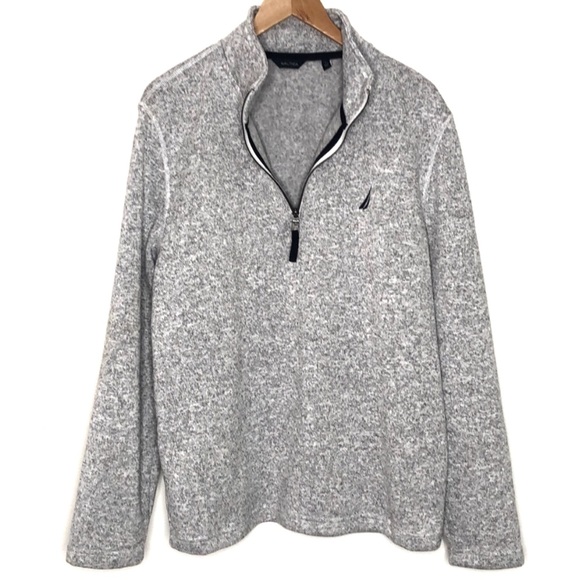 Nautica | Sweaters | Nautica Gray Pullover Sweater Sz Large Quarter Zip ...
